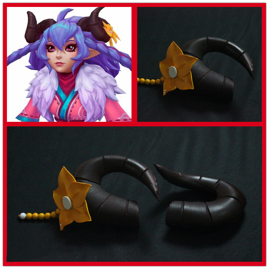 League of Legends LOL Spirit Blossom Kindred Horn Mask Cosplay Accesso ...