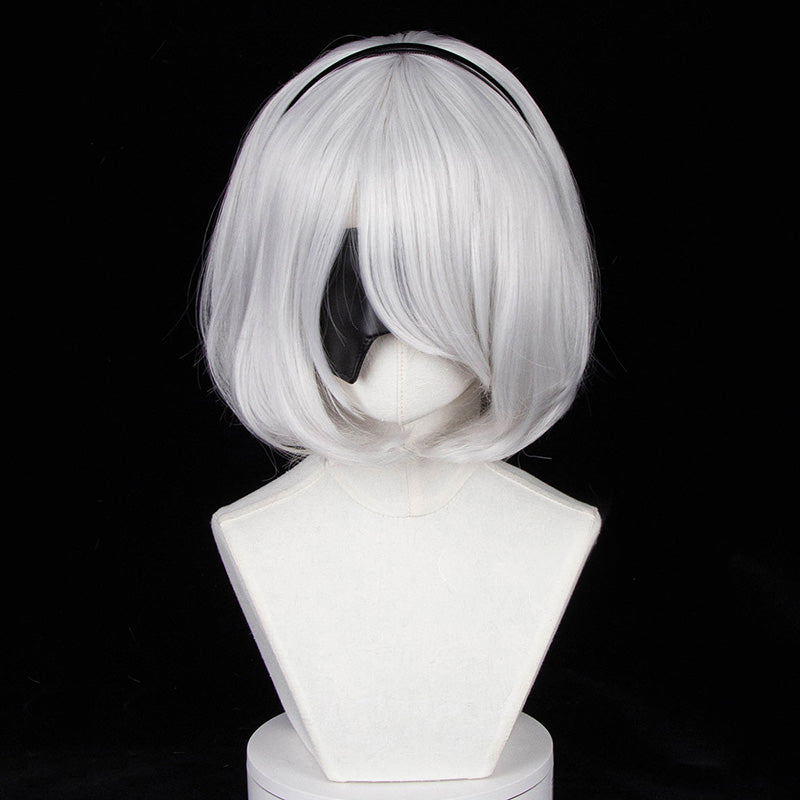 NieR: Automata 2B YoRHa No.2 Type B Silver White Cosplay Wig – Winkcosplay