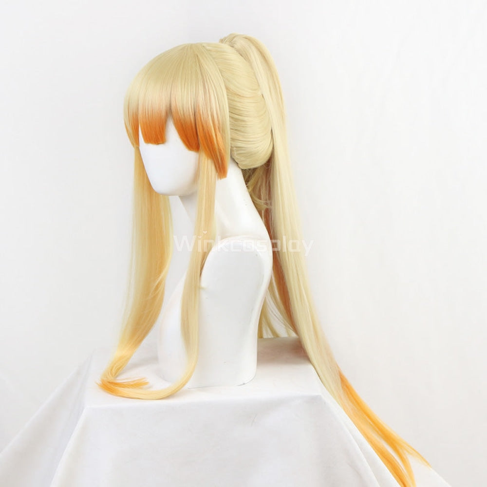 Demon Slayer: Kimetsu No Yaiba Agatsuma Zenitsu Female Orange Long Cos ...