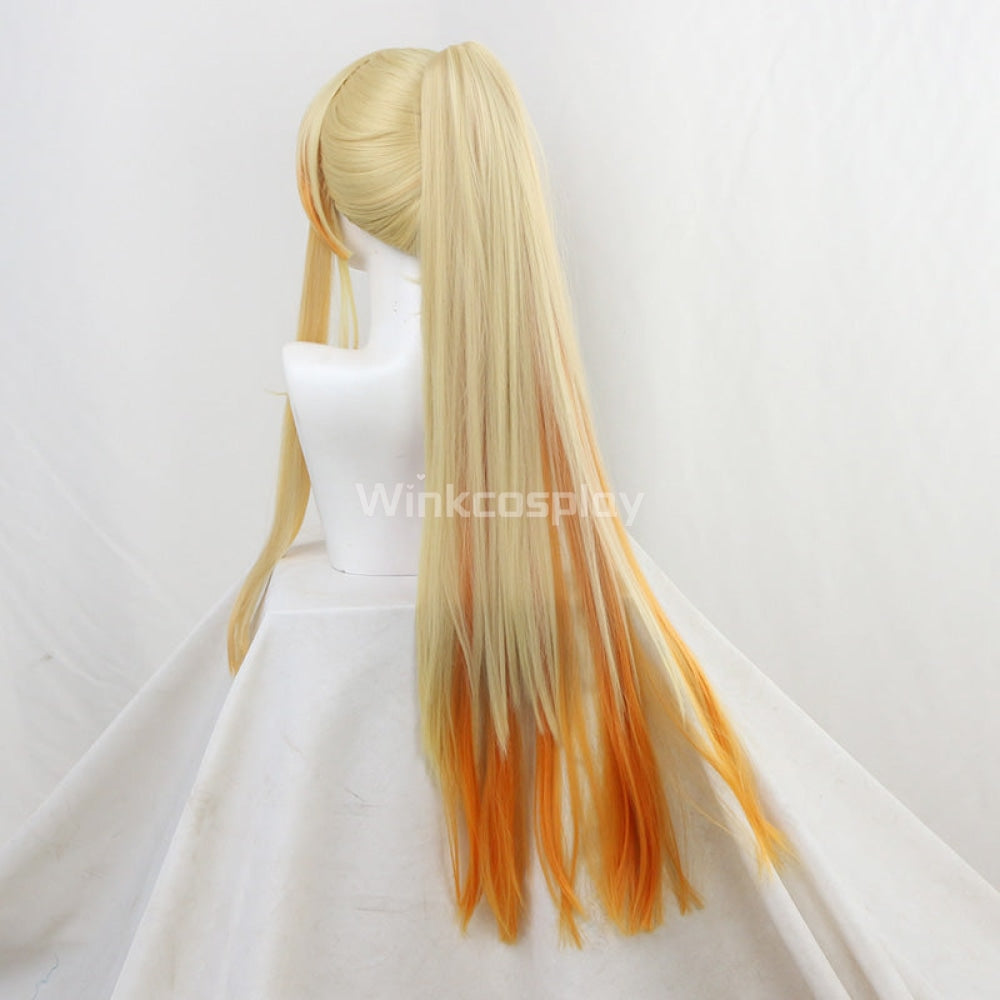 Demon Slayer: Kimetsu No Yaiba Agatsuma Zenitsu Female Orange Long Cos ...