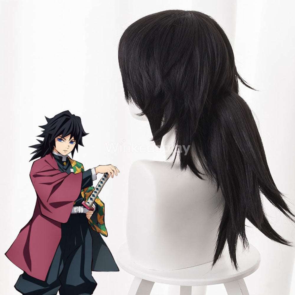 Demon Slayer: Kimetsu No Yaiba Giyuu Tomioka Black Cosplay Wig ...