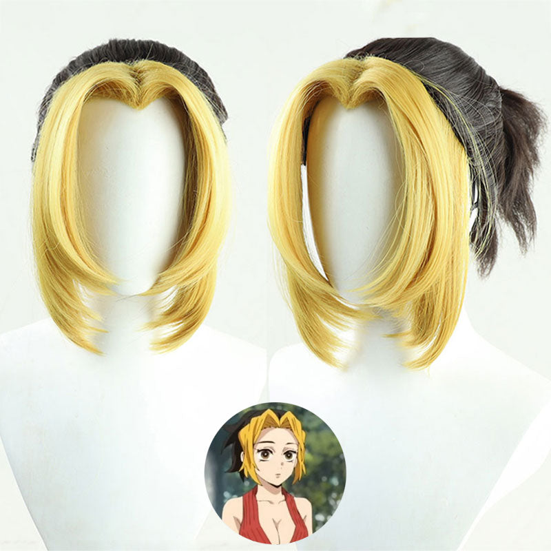 Demon Slayer: Kimetsu no Yaiba Season 2 Makio Golden Brown Cosplay Wig ...