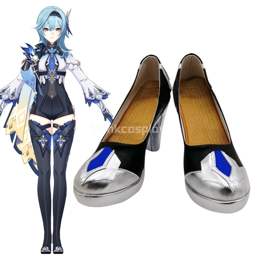 Genshin Impact Eula Silver Cosplay Shoes – Winkcosplay