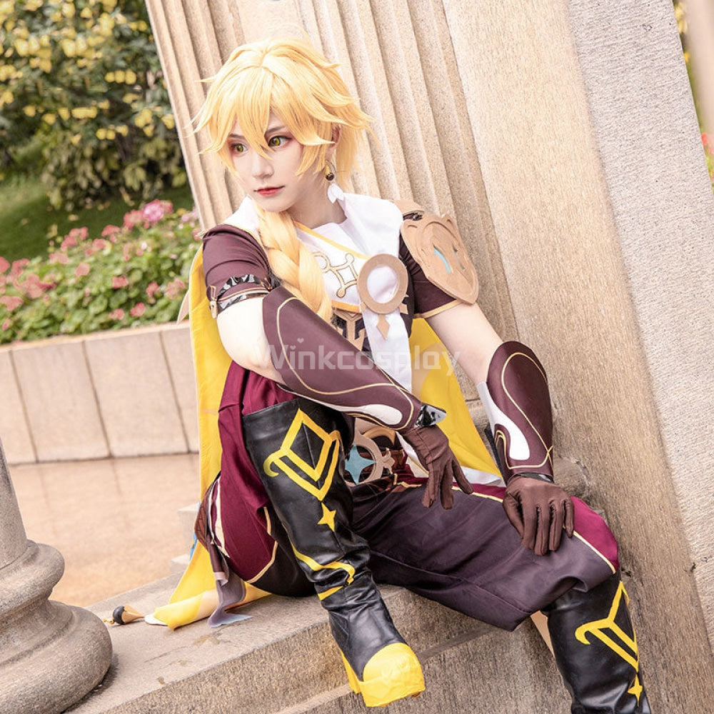 Genshin Impact Player Male Traveler Aether Cosplay Costume – Winkcosplay