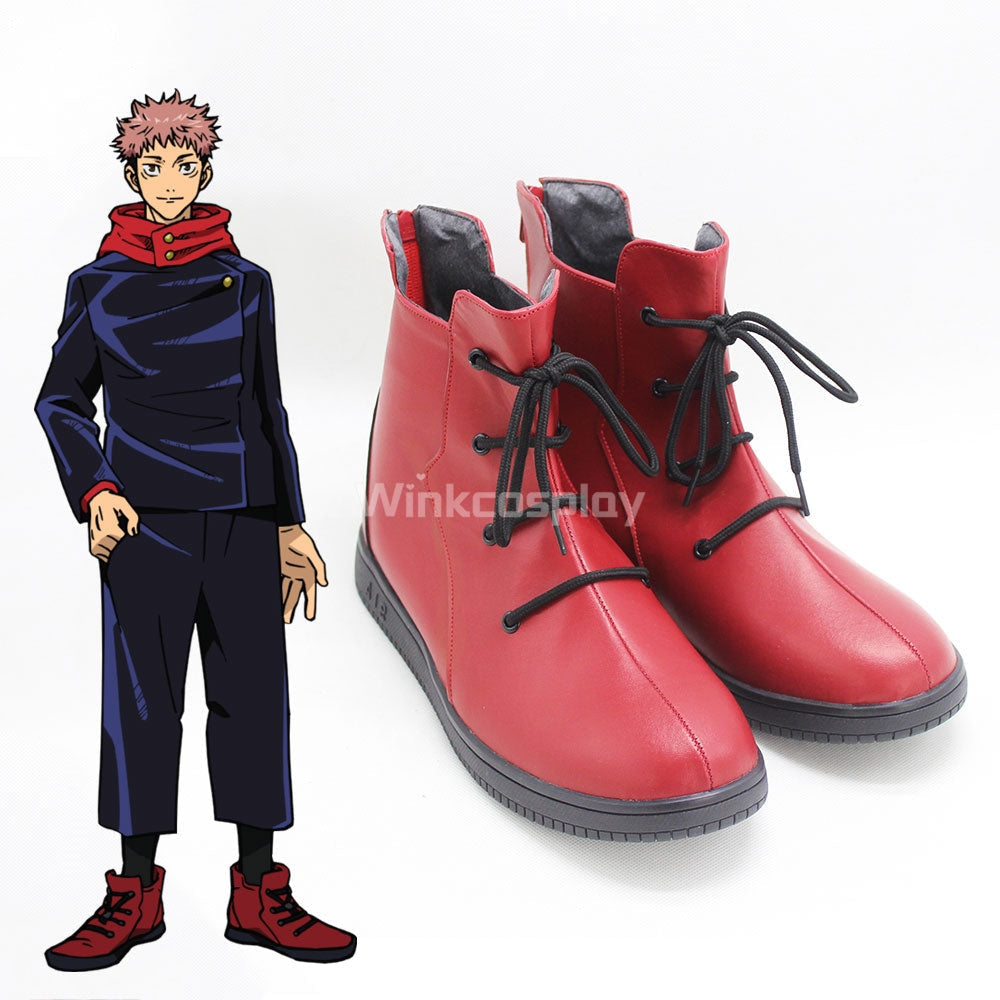 Jujutsu Kaisen Sorcery Fight Yuji Itadori Red Cosplay Shoes – Winkcosplay