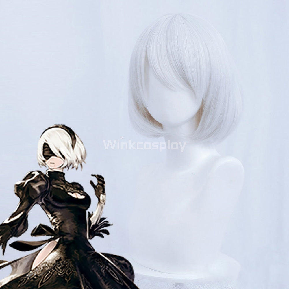 NieR: Automata 2B YoRHa No.2 Type B Silver White Cosplay Wig – Winkcosplay